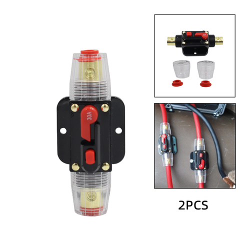 2Pack 30A Circuit Breaker Reset Inline Fuse Holder For Car Stereo ...