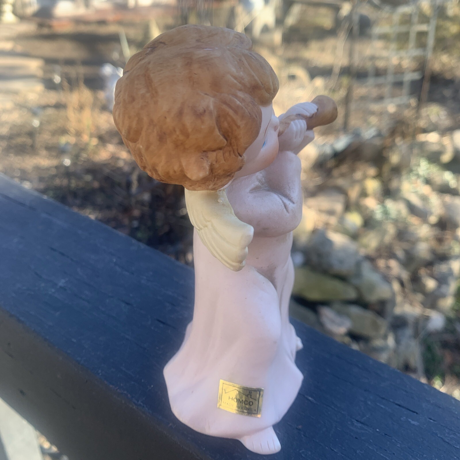 Vtg HOMCO 6" Christmas Angel Figurine Gabriel Horn Heavenly Instruments ...