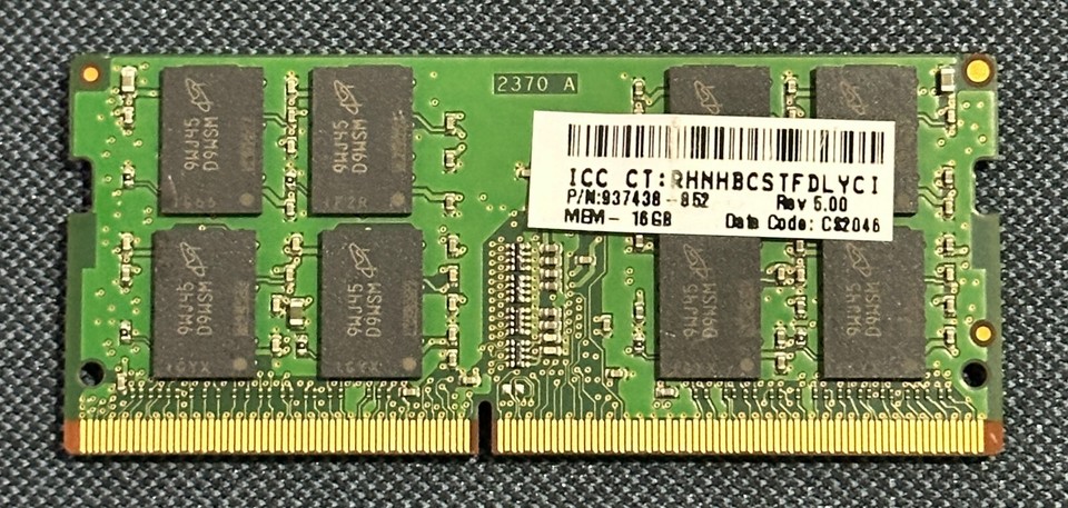 Micron 16GB 2Rx8 PC4-3200AA-SE1-11 MTA16ATF2G64HZ-3G2J1 LAPTOP MEMORY ...
