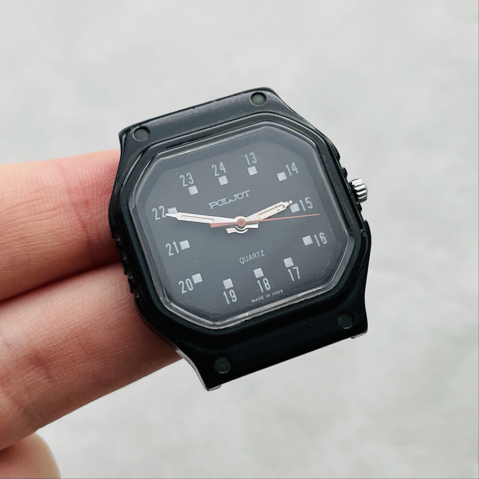 RARE POLJOT P2456 Quartz Plastic USSR Watch Black Soviet Vintage Old ...