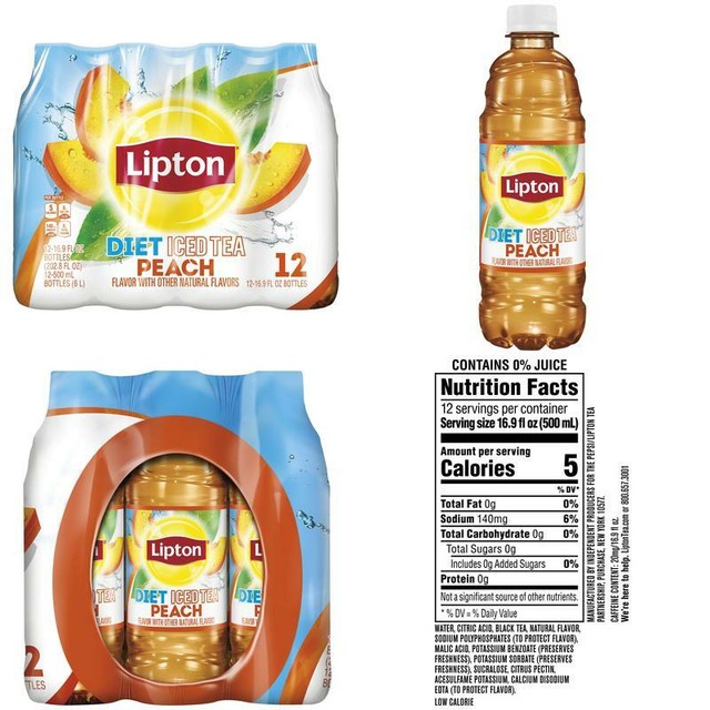 Lipton Diet Peach Iced Tea, 16.9 Fl Oz, (24 Bottles) | eBay