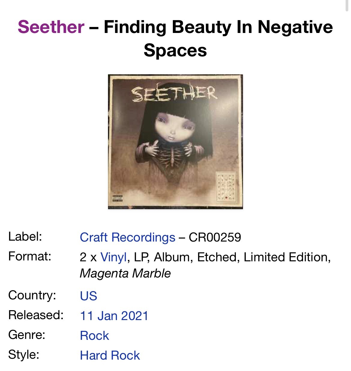 Seether – Finding Beauty In Negative Spaces, Magenta Marble 1/350 Vinyl ...