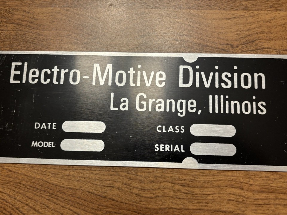 EMD Electro-Motive Division Railroad Diesel Locomotive Builders Plate ...