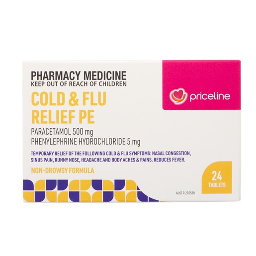 Priceline Cold & Flu Relief PE 24 Tablets | eBay Australia
