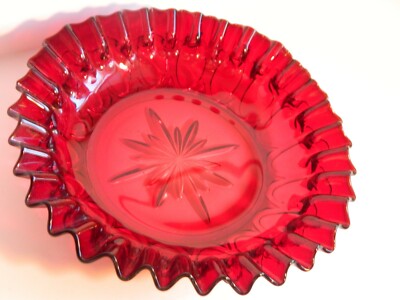 Beautiful Heavy Ruby Red Ruffled Edged Bowl 8 1/2" | eBay