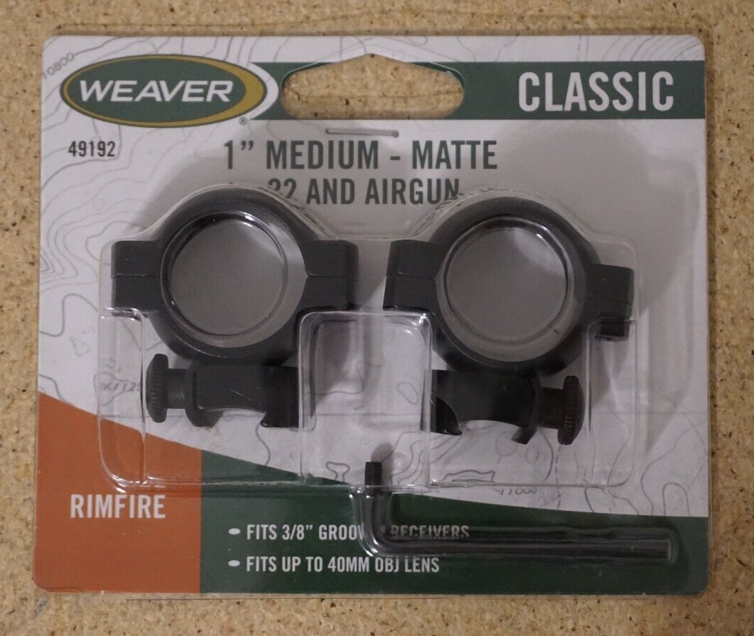 Weaver 1” Scope Rings for .22 Grooved Receiver & Air Gun 49192 ...