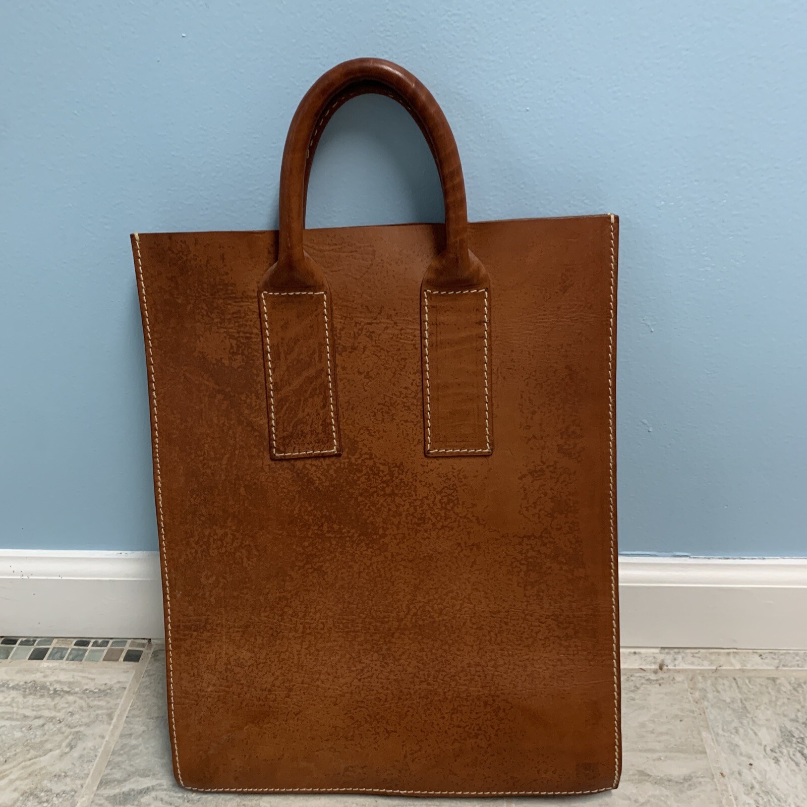 Vintage Women's Tan Genuine Leather Tote Bag Made in Poland Teacher ...