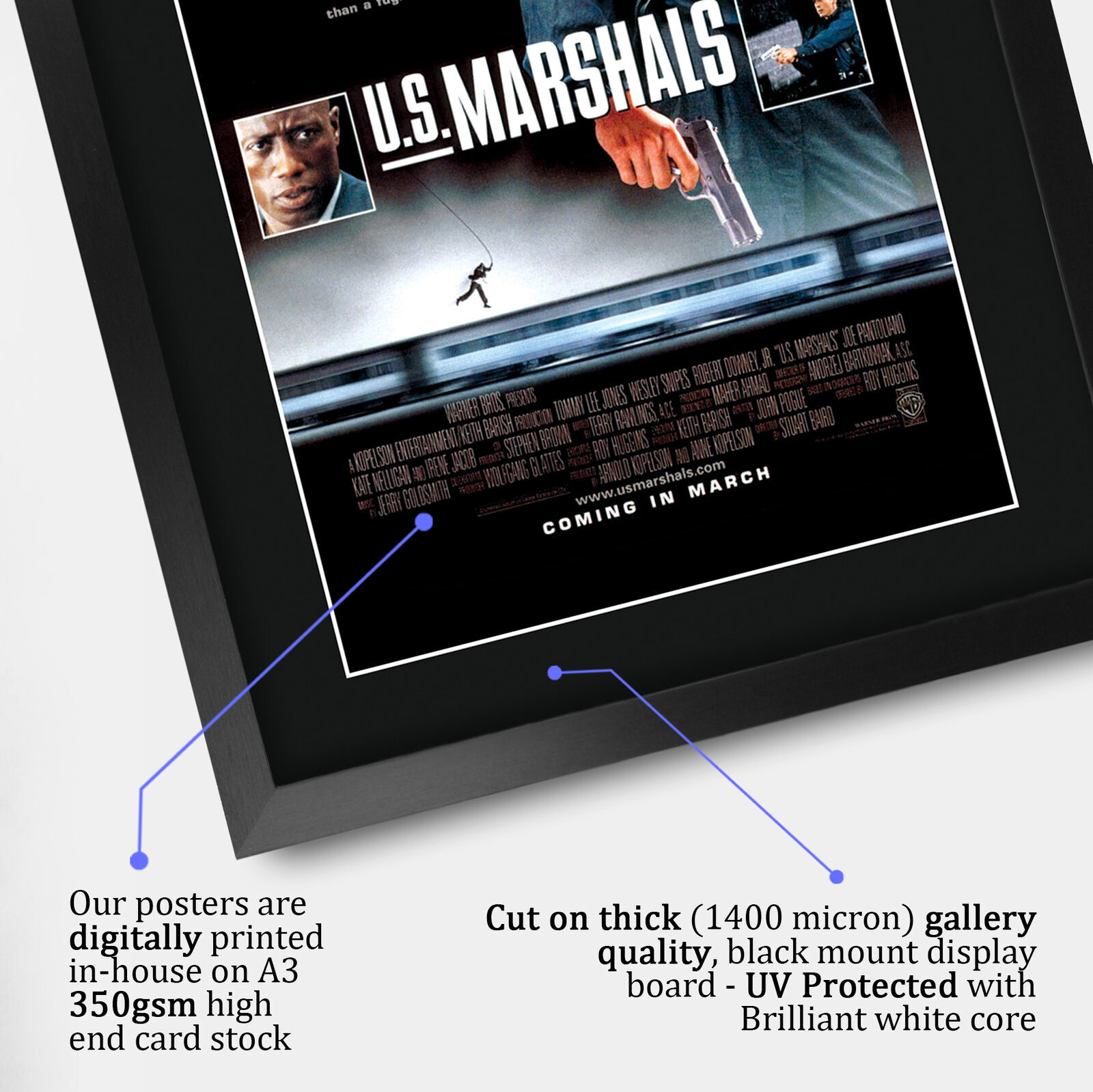US Marshals Tommy Lee Jones, Wesley Snipes A3 Poster Framed Print for ...