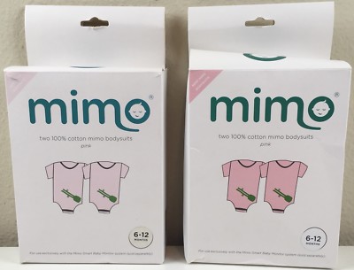 Mimo Smart Baby Monitor 2 Pack Pink Cotton Bodysuit Refill Kit 6-12 ...