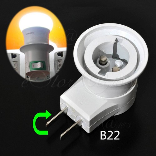 2x Rotateable 2Pins US/AU B22 Bayonet Base LED Bulb Lamp Holder With ...