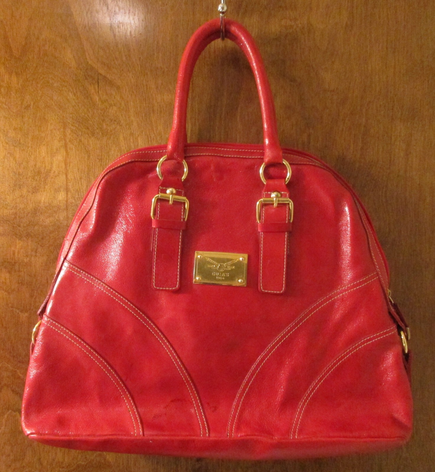 GUIA'S 1964 Genuine Patent Leather Red Satchel Bag/To… - Gem