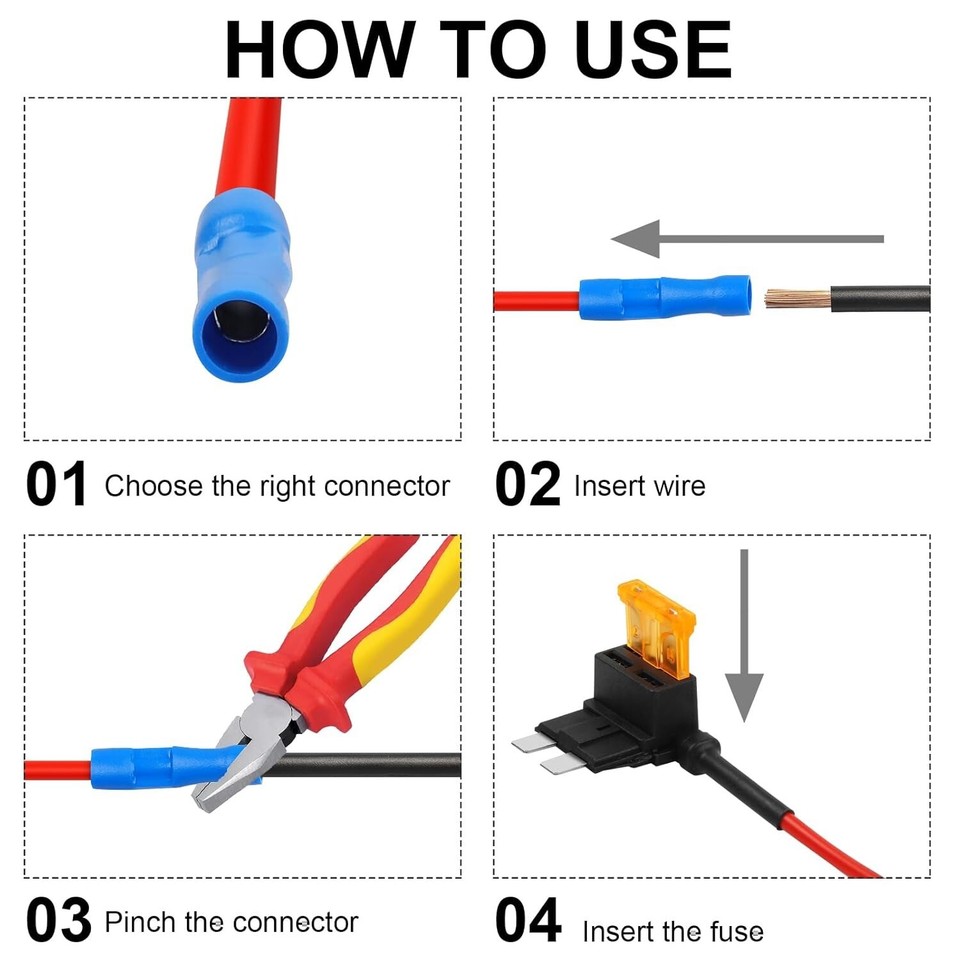 16 Pack 4 Types Fuse Tap, Upgraded 12V Car Add a Circuit Fuse Tap Kit ...