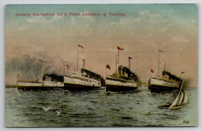 Ontario Navigation Co.'s Fleet Lewiston & Toronto Steam Ships Postcard ...