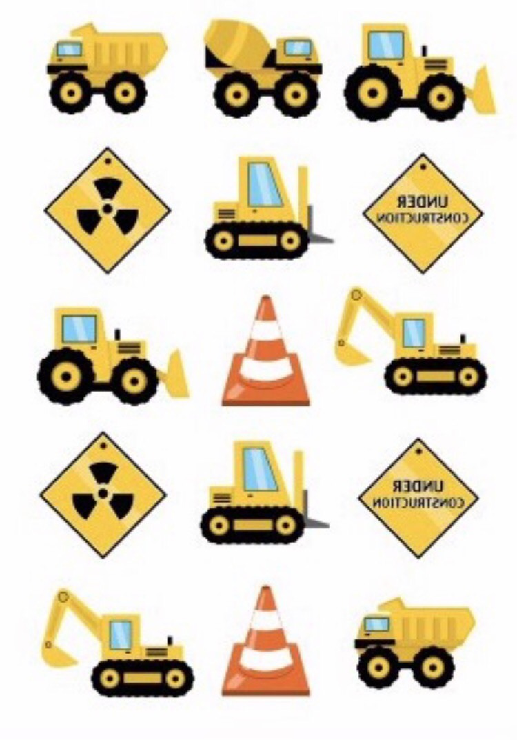 1x Construction Temporary TATTOO. Party Supplies. Digger 4WD Lolly Loot ...