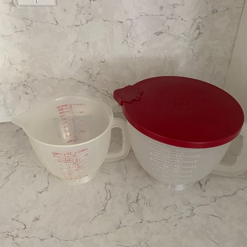 Tupperware Classic Mix-N-Store Measuring Pitcher Set with Red Lid - 1 ...