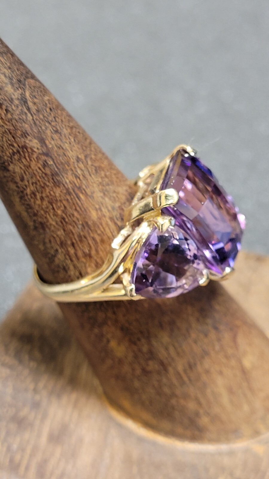 Signed STS 14k Yellow Gold & Amethyst Ring Size 6 | eBay
