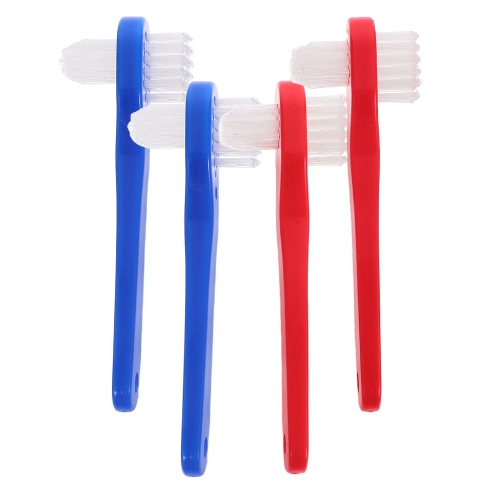 4 Pcs Dual Sided Small Soft Bristle Denture Brush Portable for Travel ...