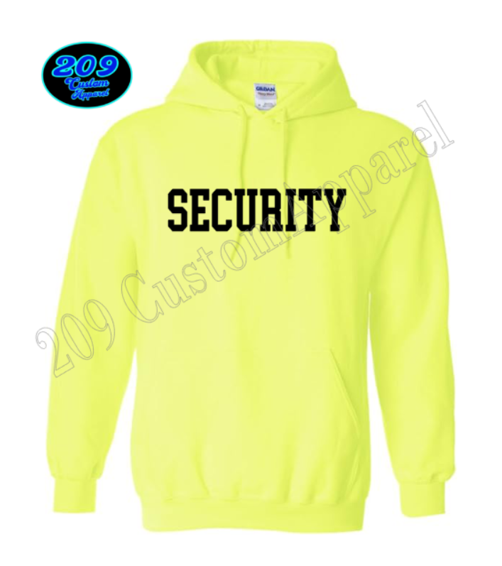 Hi-Visibility SECURITY Fleece Hoodie Front & Back Print Safety Colors ...