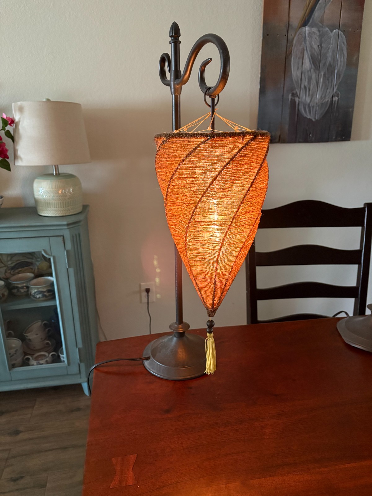 Vintage Pottery Barn Medina Table Lamp Beaded Cone Shaped | eBay