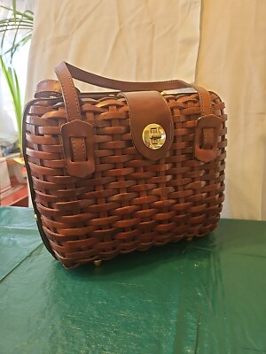 Vintage "StyleCraft Miami" Leather 9×10 1/2" Basketweave Purse 1960's ...
