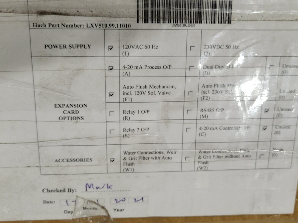 Hach AF7000 Streaming Current Monitor w/ Auto Flush and Grit Filter ...