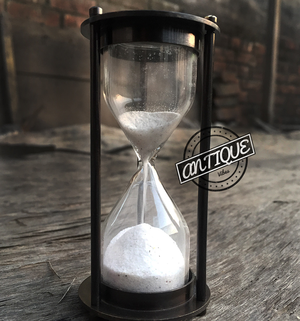 Vintage 72 seconds Glass Sand Timer Antique Style Hour-glass Steampunk ...