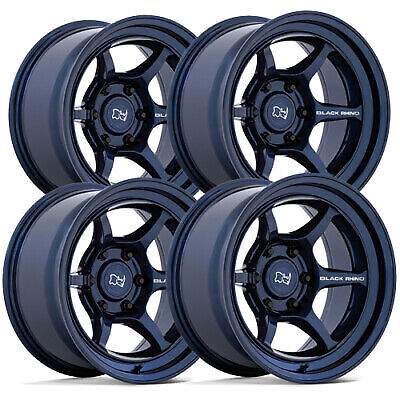 (Set of 4) Black Rhino Shogun 17x8.5 5x5" -10mm Blue Wheels Rims 17 ...