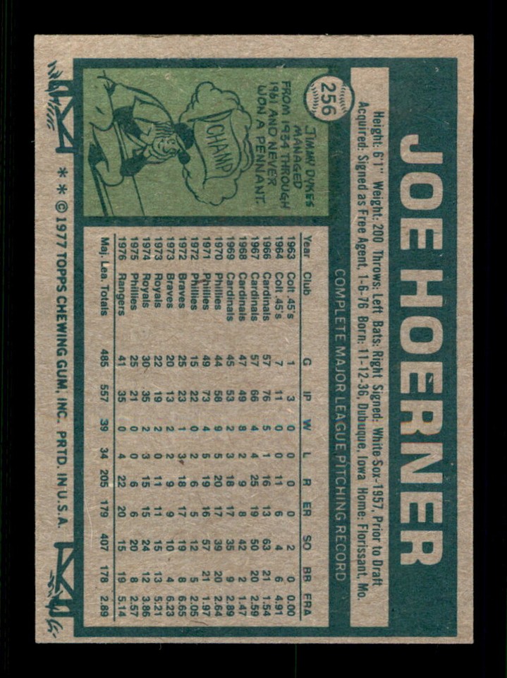 1977 Topps #256 Joe Hoerner | eBay