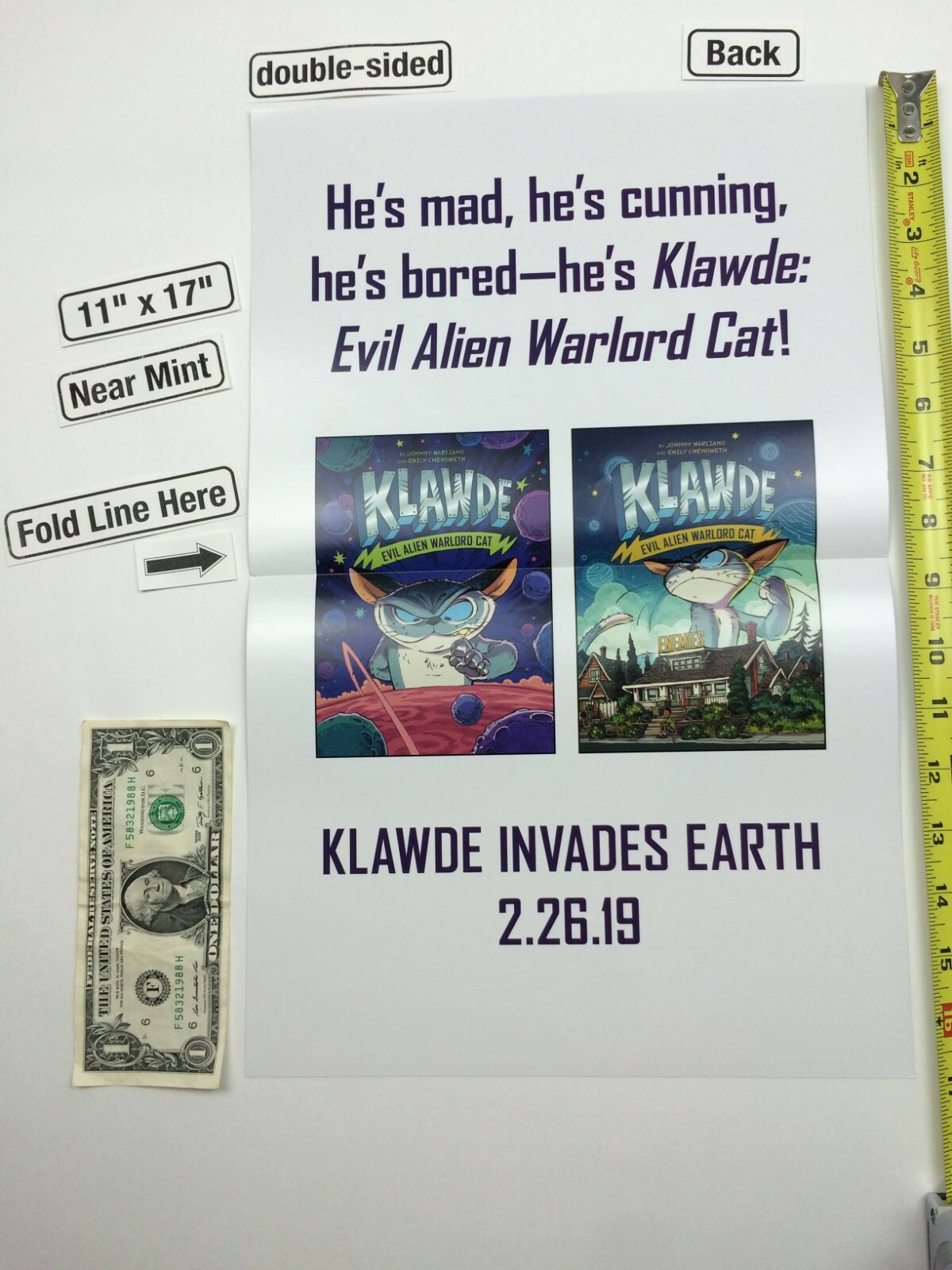 KLAWDE Evil Alien Warlord Cat 11 x 17 Poster 2019 NYCC Johnny Marciano ...