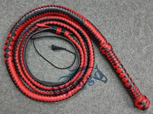 8 Feet 12 Plaits Red and black Real whip Top Grain Leather Heavy Duty ...
