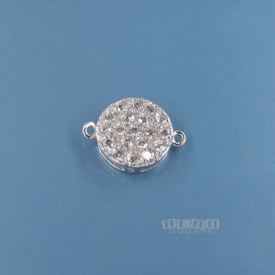 Sterling Silver Cubic Zirconia Crystal 7mm Round Coin Connector w/Loops ...