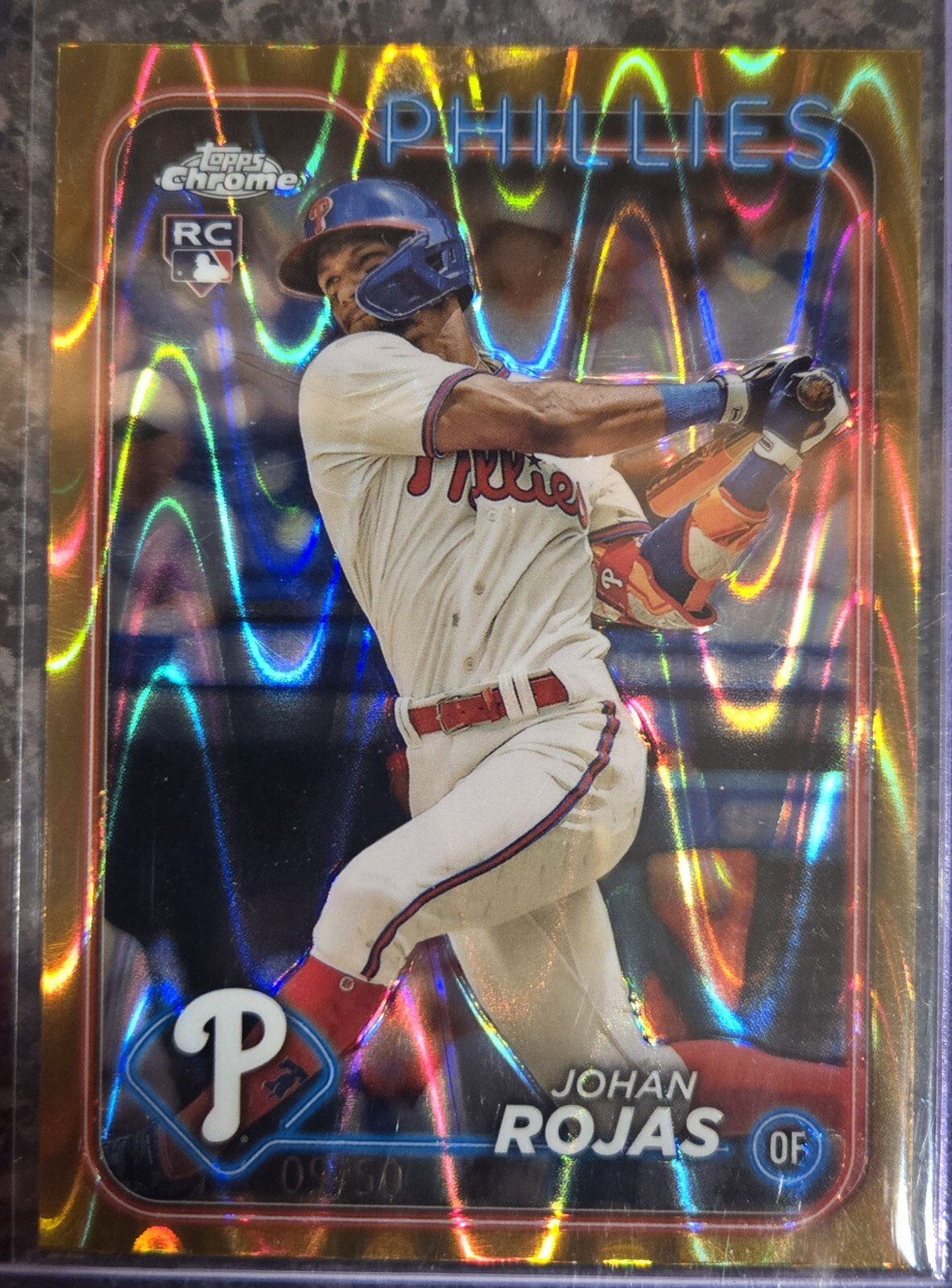 Johan Rojas 2024 Topps Chrome Gold Raywave Rookie, Philadelphia ...