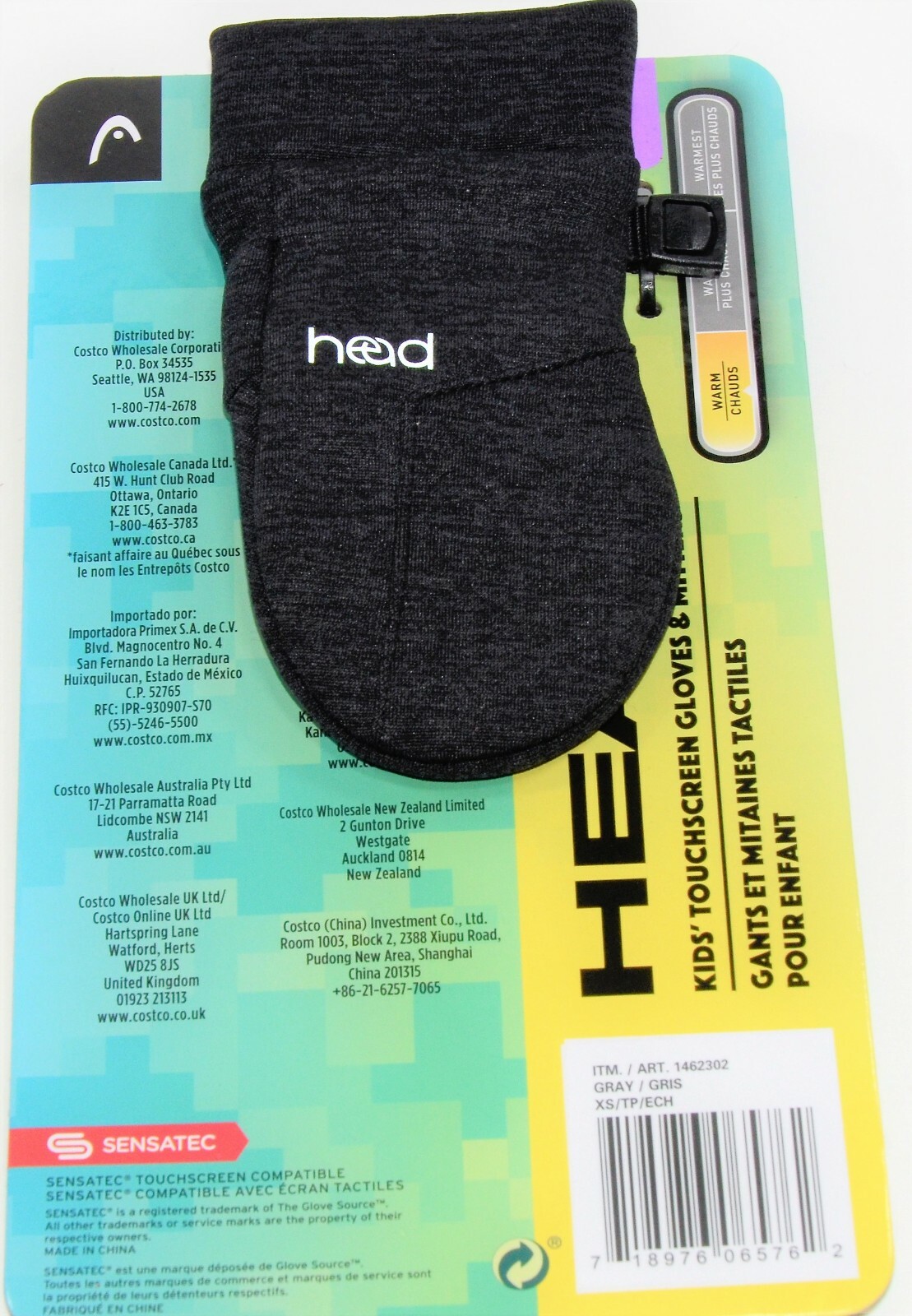 Head Kids Touchscreen Gloves Children's Mittens - XS - Sizes 2-4 - Gray ...