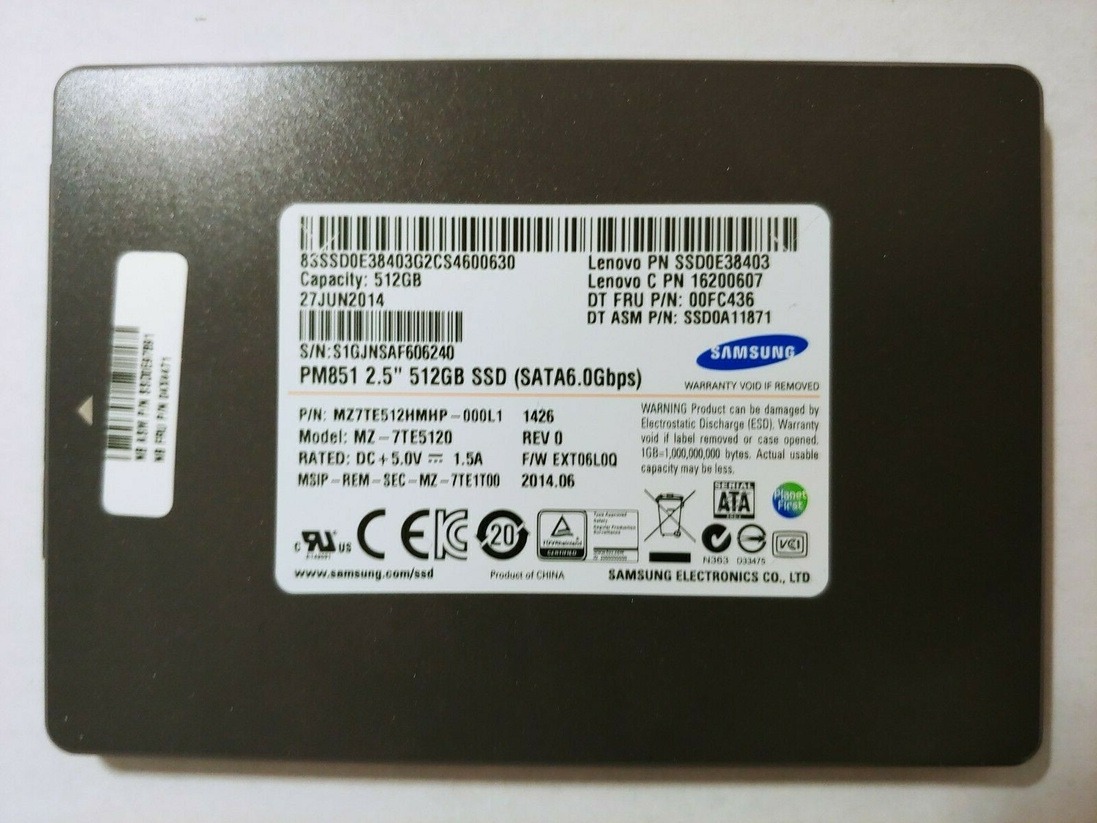 Samsung PM851 512GB,Internal,2.5" (MZ7TE512HMHP-000L1) SSD 6.0Gbps | eBay