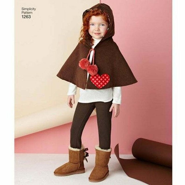 Simplicity 1263 Poncho in 2 Shapes & Reversible Cape W/heart Pattern Sz ...