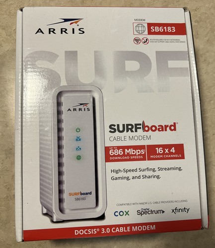 ARRIS SB6183 686 Mbps Cable Modem, White - 59243200300 612572204009 | eBay