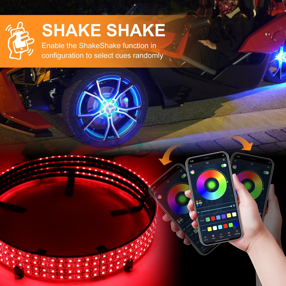 4x 15.5" Car RGB LED Wheel Ring Rim Lights Bluetooth APP For Jeep ...