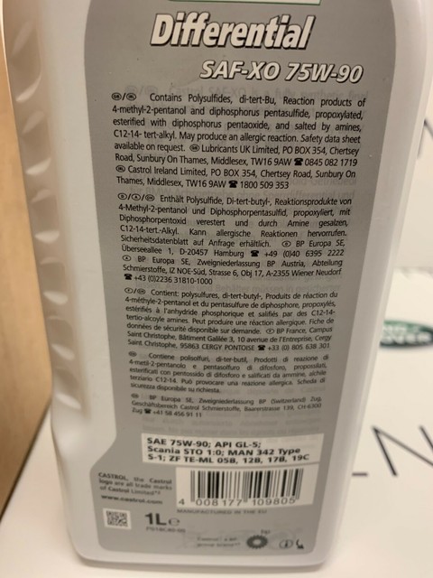 Castrol Differential Oil 1l Saf-xo TYK500010 Genuine Land Rover Part ...