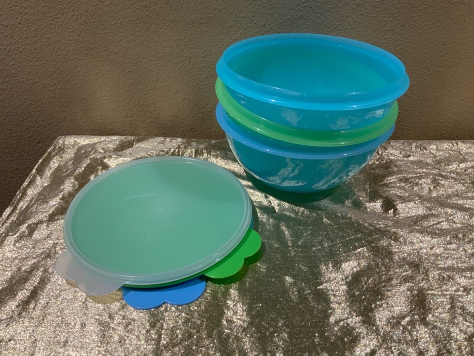 New Tupperware Beautiful Colors Set 3 Wonderlier Mixing Nesting Bowls ...