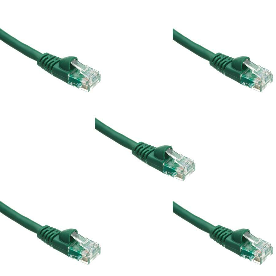 Pack of 5 Cables Snagless 20 Foot Cat5e Green Network Ethernet Patch Cable | eBay