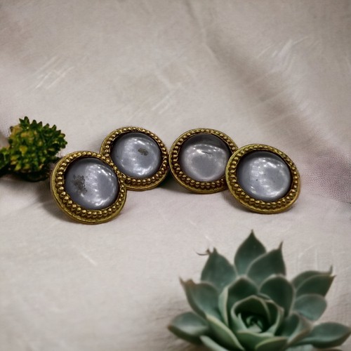 Buttons Vintage 1980s Faux Gemstone Gold Metal Unique Round Shank 4 ...