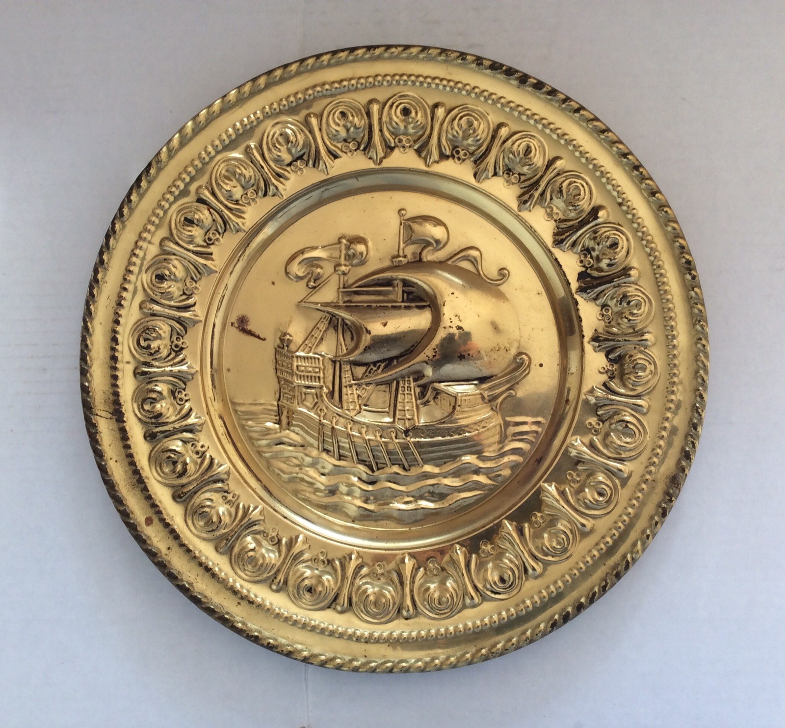 Vintage Peerage Reg Solid Brass Plate Wall Hanging Sailing England 12 1 ...