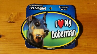 Scandical I Love My Dog Laminated Car Pet Magnet 4" x 6" Doberman | eBay