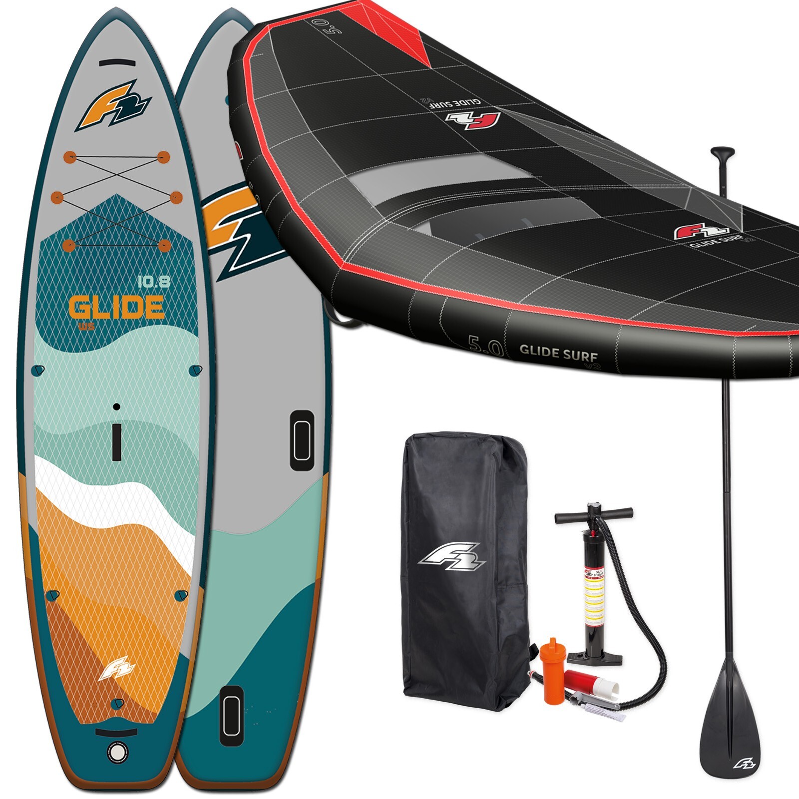 F2 GLIDE WINDSURF SUP 10,2" PETROL STAND UP PADDLE BOARD + SURF WING 4 ...