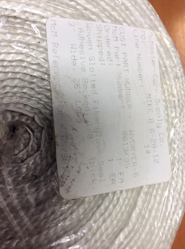 McMaster Carr WOVEN SLOTTED FIBERGLASS SEAL ADHESIVE BACK 8813K35 NEW ...