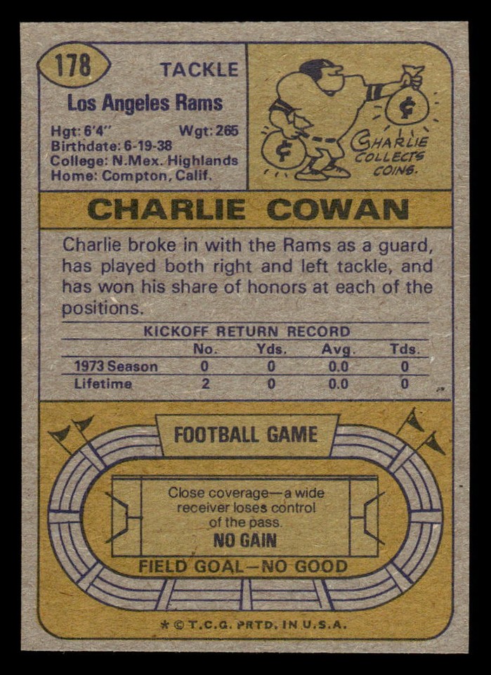1974 Topps #178 Charlie Cowan | eBay