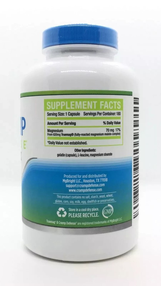 Cramp Defense Original High Absorption Fast Acting 180 Capsules Free ...