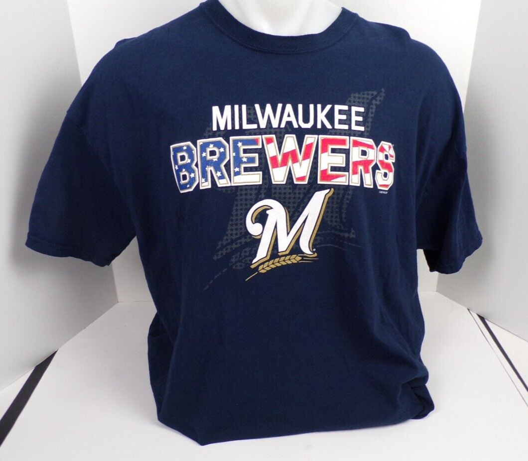 Genuine Merchandise Milwaukee Brewers T Shirt 2XL Mens Navy Blue ...