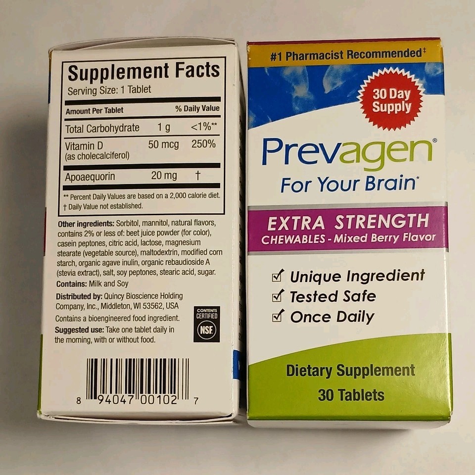 PREVAGEN Extra Strength 20mg Memory & Brain Health, 30 Chewable Mixed ...