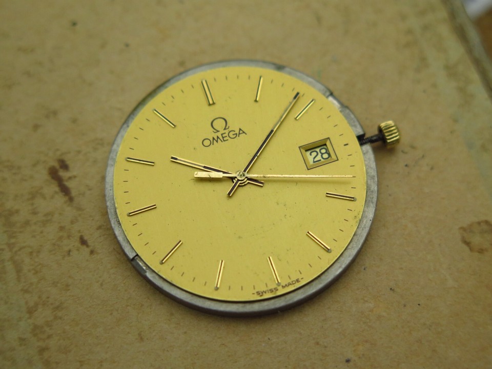 Omega cal. 1530 quartz complete working movement with dial and hands ...